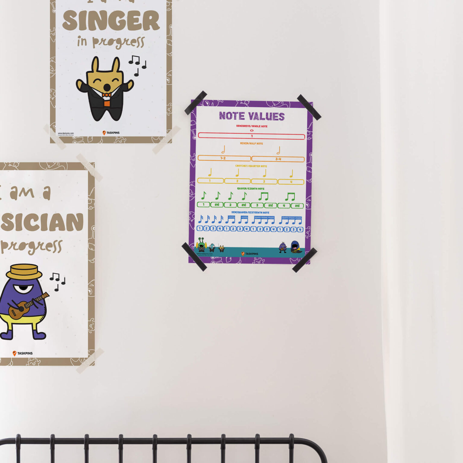 Music Note Values Chart Poster