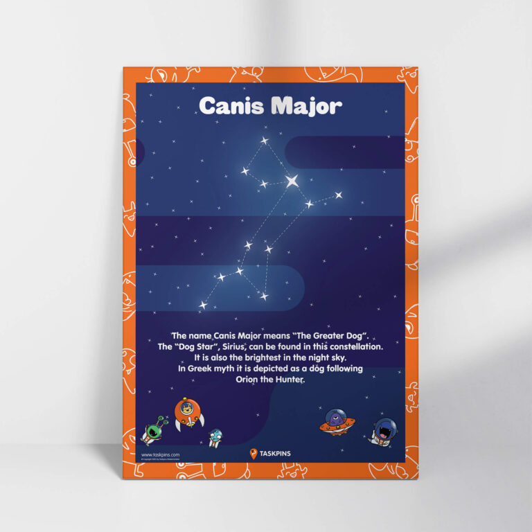 Canis Major Star Constellation Poster For Kids